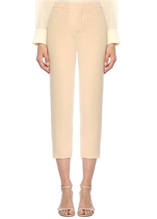Chloe Kadın Krem Normal Bel Dar Paça Krep Pantolon Pembe 40 FR