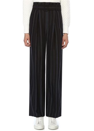 Vince Kadın Lacivert Yüksek Bel Kemerli Çizgili Pantolon 8 US