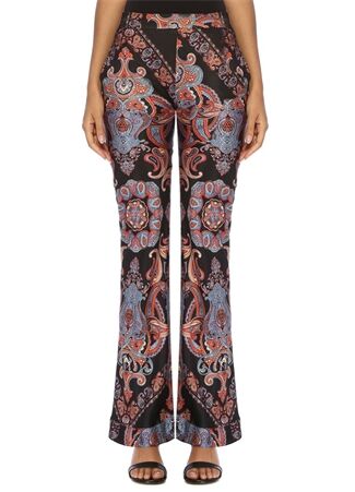 Chloe Kadın Siyah Şal Desenli Bol Paça Pantolon 34 FR Chloe Kadın Siyah Şal Desenli Bol Paça Pantolon 34 FR