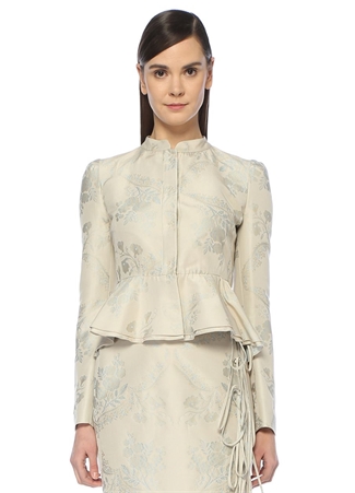 Brock Collection Kadın Mavi Çiçek Jakarlı Ucu Peplum Detaylı Ceket 2 US Brock Collection Kadın Mavi Çiçek Jakarlı Ucu Peplum Detaylı Ceket 2 US