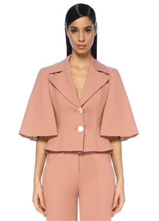 Sara Battaglia Kadın Pembe Kelebek Yaka Çan Kollu Kruvaze Ceket 40 FR