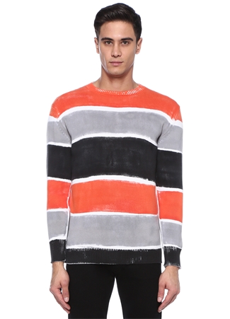 Aspesi Erkek Turuncu Renk Bloklu Kazak 54 IT