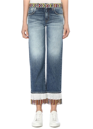 Alanui Kadın Düşük Bel Boncuk İşlemeli Boyfriend Jean Pantolon Mavi 26 US Alanui Kadın Düşük Bel Boncuk İşlemeli Boyfriend Jean Pantolon Mavi 26 US