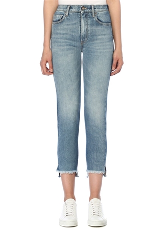 Marcelo Burlon Kadın Normal Bel Yıkamalı Boru Paça Jean Pantolon Mavi 25 US Marcelo Burlon Kadın Normal Bel Yıkamalı Boru Paça Jean Pantolon Mavi 25 US