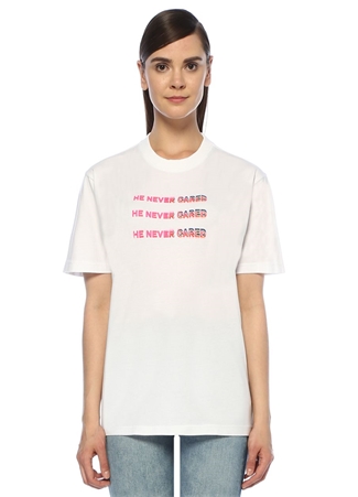 Marcelo Burlon Kadın He Never Cared Beyaz Baskılı T-shirt S EU Marcelo Burlon Kadın He Never Cared Beyaz Baskılı T-shirt S EU