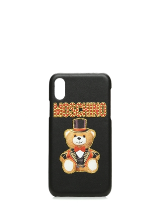Moschino Kadın Siyah Ayıcıklı Logolu iPhone X Telefon Kılıfı EU