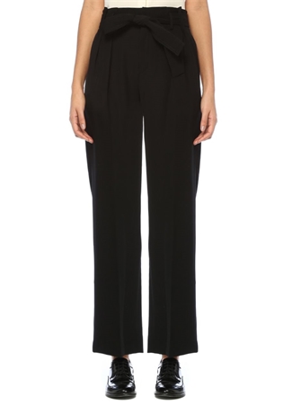 Vince Kadın Siyah Yüksek Bel Bağcıklı Pilili Pantolon 2 US