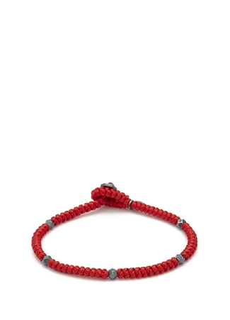 AtolyeWolf Erkek Kırmızı Örgü Dokulu Gümüş Rengi Bileklik EU AtolyeWolf Erkek Kırmızı Örgü Dokulu Gümüş Rengi Bileklik EU