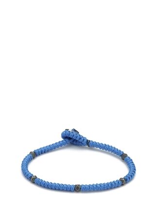 AtolyeWolf Erkek Mavi Örgü Dokulu Gümüş Rengi Bileklik EU