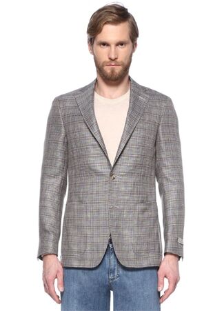 Canali Erkek Kei Drop 7 Bej Mikro Desenli Yün Ceket 54 IT