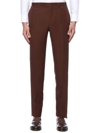 Canali Erkek Kahverengi Keten Pantolon 54 IT