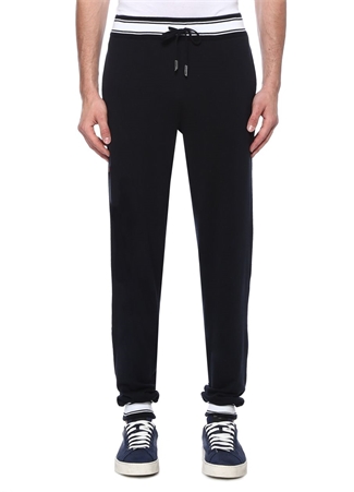 Kiton Erkek Lacivert Beyaz Şerit Ribli Jogger Eşofman Altı XXL EU