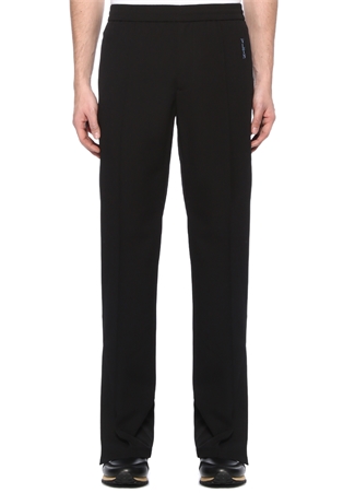 Valentino Erkek Siyah Logolu Baskılı Yün Pantolon 46 IT