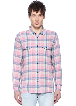 Erkek Pembe Mavi Ekose Desenli Gömlek S Eu