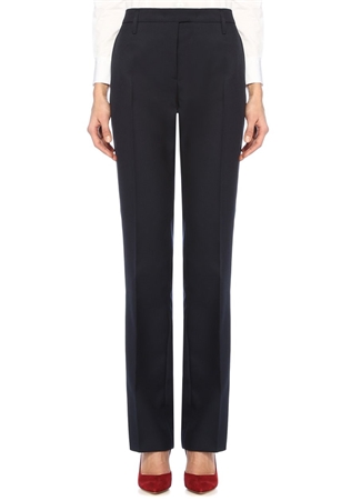 Prada Kadın Lacivert Arka Cebi Logo Detaylı Boru Paça Pantolon 40 IT