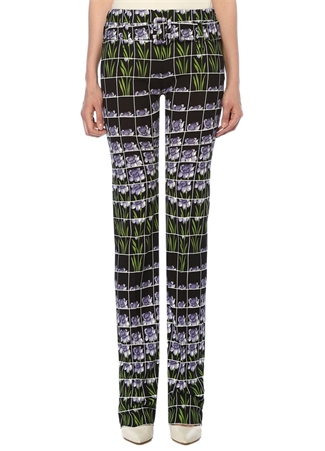 Prada Kadın Siyah Çiçekli Beli Kemerli Boru Paça Pantolon 42 IT Prada Kadın Siyah Çiçekli Beli Kemerli Boru Paça Pantolon 42 IT