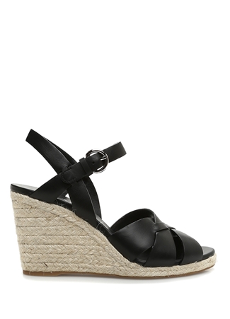 Prada Kadın Siyah Hasır Tabanlı Deri Sandalet 38 EU