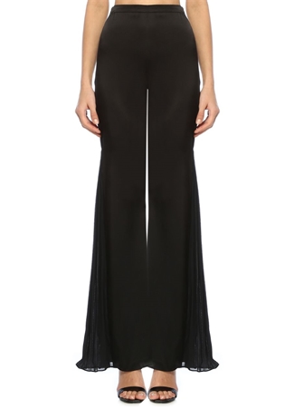 Amur Kadın Donna Siyah Yüksek Bel Pilili Bol İpek Pantolon 6 US