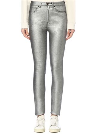 Kadın Silver Yüksek Bel Skinny Jean Pantolon Gri 25 US