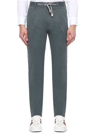 Eleventy Erkek Platinum Yeşil Normal Bel Pilili Kanvas Pantolon 50 IT