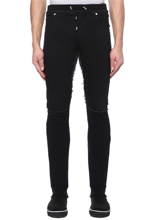 Balmain Erkek Siyah Yüksek Bel Yıpratmalı Jogger Eşofman Altı S EU