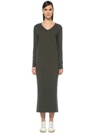 American Vintage Kadın Ixatown Antrasit V Yaka Elbise Gri S EU