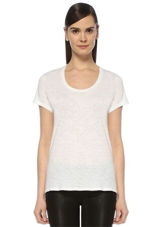 American Vintage Kadın Jacksonville Beyaz Bisiklet Yaka Basic T-shirt M EU