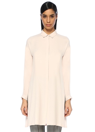 Fabiana Filippi Kadın Altın Rengi Zincir Şeritli Yırtmaçlı Düşük Kol Tunik Pembe 46 IT