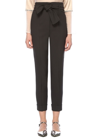 Fabiana Filippi Kadın Antrasit Yüksek Bel Kuşaklı Dar Paça Pantolon Gri 40 IT