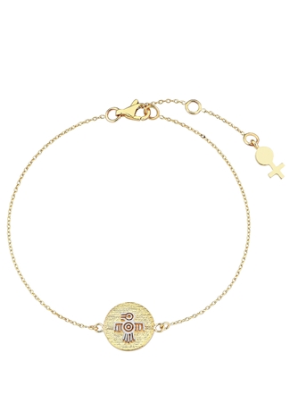 Her Story Kadın Sağlık Gold Madalyon Detaylı Altın Rengi Bileklik Sarı EU
