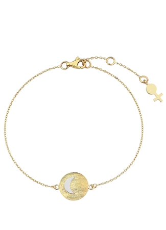 Her Story Kadın Huzur Gold Madalyon Detaylı Altın Rengi Bileklik Sarı EU
