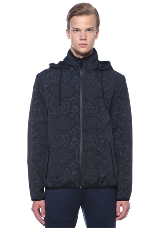 Vince Erkek Lacivert Kapüşonlu Çiçek Desenli Mont M EU