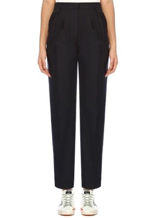 Golden Goose Kadın Felicia Lacivert Yüksek Bel Pilili Pantolon L EU