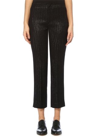 Isabel Marant Kadın Denlo Siyah Metalik Çizgili Crop Pantolon 34 IT