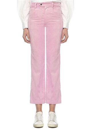 Isabel Marant Kadın Meero Pembe Boru Paça Ribli Kadife Pantolon Mor 34 IT