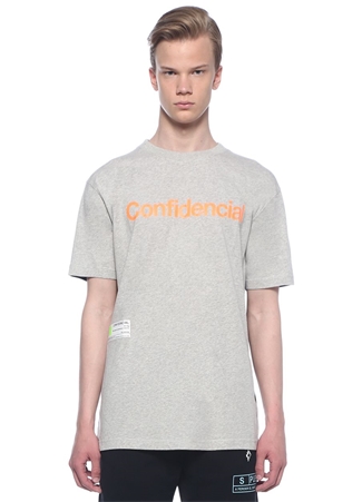 Marcelo Burlon Erkek Gri Siyah Baskılı Renk Detaylı T-shirt S EU