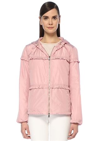 Moncler Kadın Prague Pembe Kapüşonlu Fırfırlı Puff Mont 2 US