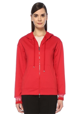 Moncler Kadın Kırmızı Kapüşonlu Şerit Logo Jakarlı Sweatshirt S EU Moncler Kadın Kırmızı Kapüşonlu Şerit Logo Jakarlı Sweatshirt S EU