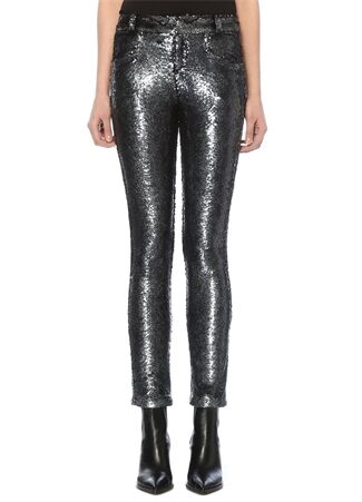 IRO Kadın Marvelyo Antrasit Payet İşlemeli Pantolon Siyah 34 FR