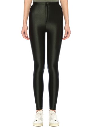 Anais & Margaux Kadın Cecile Yeşil Yüksek Bel Parlak Streç Pantolon XS EU