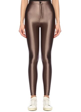 Anais & Margaux Kadın Cecile Bronz Yüksek Bel Parlak Streç Pantolon Kahverengi XS EU