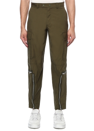 Helmut Lang Erkek Haki Fermuar Detaylı Kanvas Pantolon XS EU