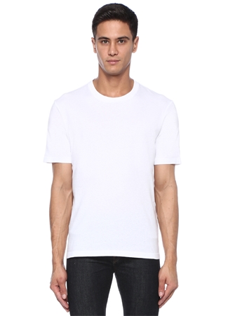 Helmut Lang Erkek Aviator Beyaz Bisiklet Yaka Basic T-shirt XS EU