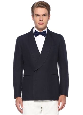 Lardini Erkek Lacivert Şal Yaka İpek Ceket 54 IT