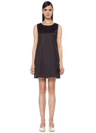 Theory Kadın Lacivert Bisiklet Yaka Kolsuz Mini Saten Elbise S EU