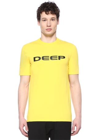 Neil Barrett Erkek Sarı Baskılı Basic T-shirt XL EU