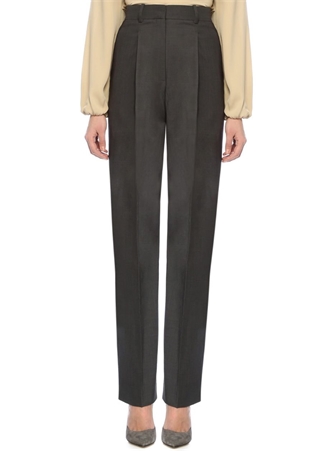 Theory Kadın Antrasit Yüksek Bel Pileli Bol Yün Pantolon Gri 6 US
