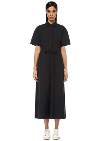 Theory Kadın Workwear Lacivert Yarım Kol Bol Paça Crop Tulum XS EU