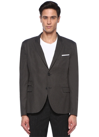 Neil Barrett Erkek Slim Fit Gri Kırlangıç Yaka Ceket 50 IT