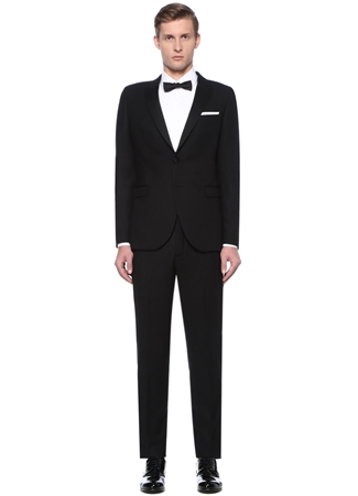 Neil Barrett Erkek Super Skinny Fit Siyah Dokulu Garnili Yün Smokin 50 IT